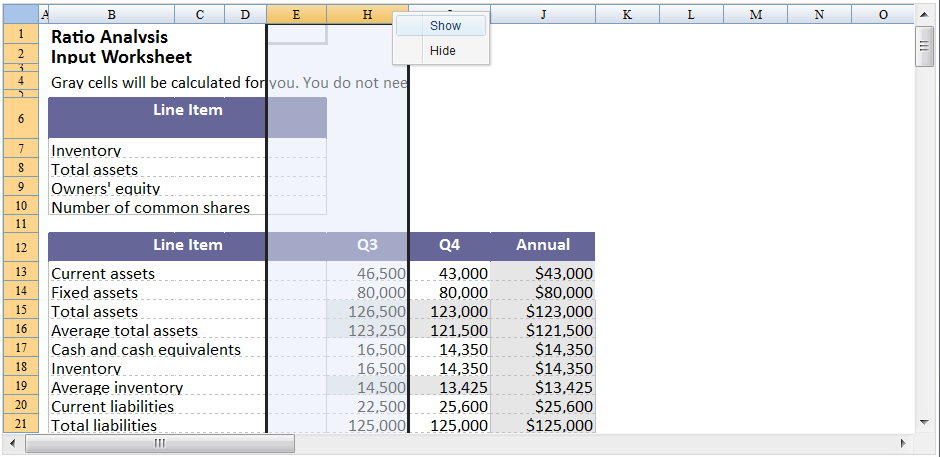 ZK Spreadsheet Essentials/Working with ZK Spreadsheet/Configure and Control ZK Spreadsheet/Hide ...