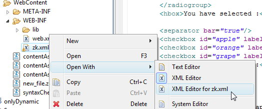 ZK Studio Essentials/Features of ZK Studio/zk.xml Editor - Documentation