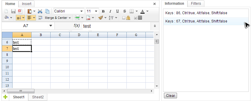 ZK Spreadsheet Essentials/Working with Spreadsheet/Handling Events/Key Event - Documentation