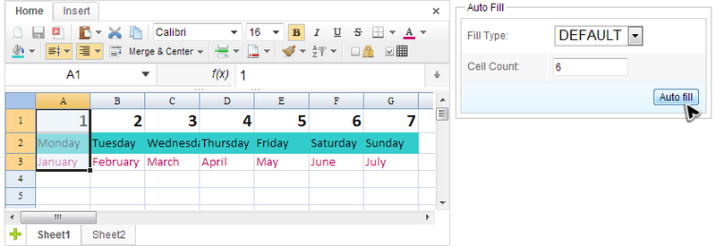 ZK Spreadsheet Essentials/Working with Spreadsheet/Handling Data Model/Auto Fill - Documentation